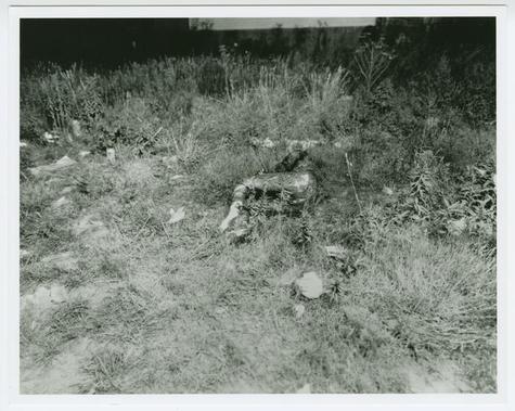 Crime scene photograph, body of Irving Feinstein, alias Puggy, in field ...